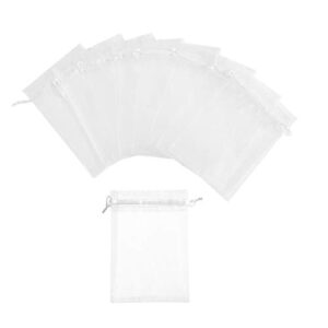 Volanic 50PCS 5X7 Inch Sheer Drawstring Organza Gift Bag Jewelry Pouch Party Wedding Favor Candy Bags Christmas White