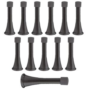 donyoung 12 pack black spring door stops for bottom of door 3-1/4”, wall door handle protector with rubber bumper tips, easy installation