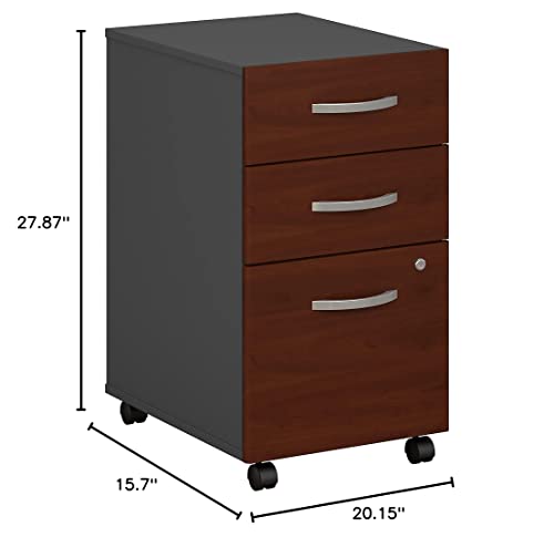 Bush Business Furniture Components 3-Drawer Mobile File Cabinet, Hansen Cherry/Graphite Gray, Standard Delivery