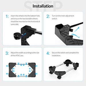 ORICO Mobile CPU Stand, Adjustable Computer Tower Stand with Locking Caster Wheel, Fits Most Gaming PC Under Home Office Desk (CPB4)