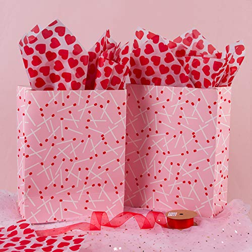 WRAPAHOLIC Gift Wrapping Tissue Paper - 24 Sheets 19.7x27.5 Inch Valentine's Day Sweet Heart Design Gift Wrap Paper Bulk for Packing, DIY Crafts