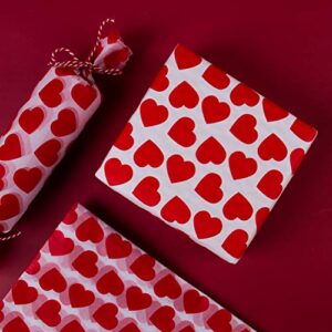 WRAPAHOLIC Gift Wrapping Tissue Paper - 24 Sheets 19.7x27.5 Inch Valentine's Day Sweet Heart Design Gift Wrap Paper Bulk for Packing, DIY Crafts