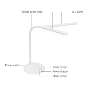 Amazon Basics Dual Head LED Desk Lamp, 3 Lighting Modes with 40-minute Timer and Touch Control - 48 LEDs, White