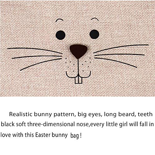 3 Pack Easter Burlap Bags Easter Bunny Tote with Drawstring Furry Bunny Ears Rabbit Easter Egg Hunts Goody Candy Treat Gift Storage Bags Kids Girls Easter Party Favor Bags(8" x 10.2")