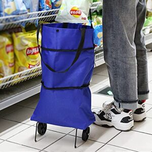 600D Oxford Cloth Folding Shopping Cart/ Rolling Utility Cart/ Retractable Shopping cart/ Car Organizer Cart Shopping Bag Satchel Carry Bag