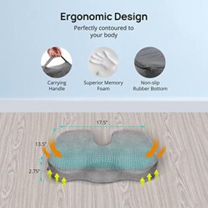 Evajoy Seat Cushion for Office Chair, Gel & Memory Foam Cushion with Ergonomic Design, Carrying Handle, Non-Slip Butt Pillow for Lower Back, Coccyx, Sciatica, Tailbone Pain Relief