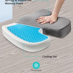 Evajoy Seat Cushion for Office Chair, Gel & Memory Foam Cushion with Ergonomic Design, Carrying Handle, Non-Slip Butt Pillow for Lower Back, Coccyx, Sciatica, Tailbone Pain Relief