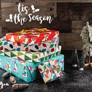 Plum Designs Flat Christmas Wrapping Paper Sheets| Bulk Pack| 8 Designs| 48 Sheets| 20in X 30in a sheet| Assorted Designs