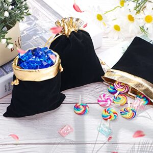 30 Pieces Velvet Bags with Drawstrings Jewelry Pouches Drawstring Bags Jewelry Bags Velvet Present Bag Party Favor Storage Bag Makeup Pouch for Jewelry Birthday Wedding Candy, 6 x 5 Inch (Black)