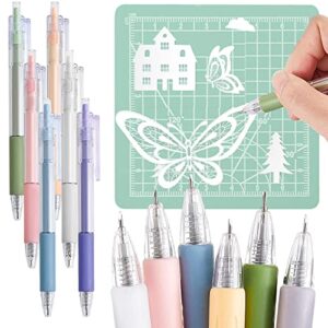 6 pcs utility knife pen with self healing sewing mat, retractable craft knife pen craft cutting tool paper pen cutter knife carving pen knife paper pen for diy art vinyl drawing scrapbooking