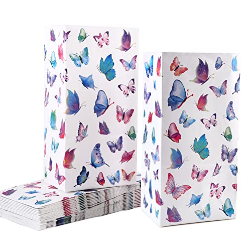 Cmecial 25Pcs Thickened Butterfly Favor Bags, Birthday Goodie Bags for Kids Birthday Party Bags, Party Favor Bags for Kids Birthday, Small Gift Bags Goody Bags, Mini Paper Gift Bags Small Size (WB1)