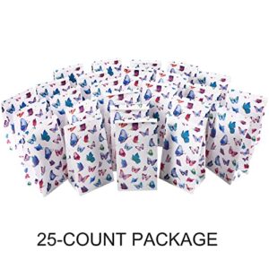 Cmecial 25Pcs Thickened Butterfly Favor Bags, Birthday Goodie Bags for Kids Birthday Party Bags, Party Favor Bags for Kids Birthday, Small Gift Bags Goody Bags, Mini Paper Gift Bags Small Size (WB1)