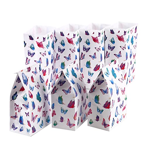 Cmecial 25Pcs Thickened Butterfly Favor Bags, Birthday Goodie Bags for Kids Birthday Party Bags, Party Favor Bags for Kids Birthday, Small Gift Bags Goody Bags, Mini Paper Gift Bags Small Size (WB1)