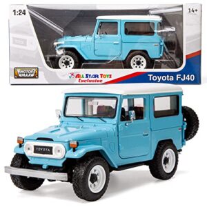 all star toys toyota land cruiser fj40 sky blue with custom off-road wheels 1/24 diecast model by motormax 79323 exclusive fj cruiser j40