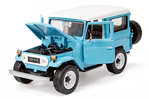 All Star Toys Toyota Land Cruiser FJ40 Sky Blue with Custom Off-Road Wheels 1/24 Diecast Model by Motormax 79323 Exclusive FJ Cruiser J40