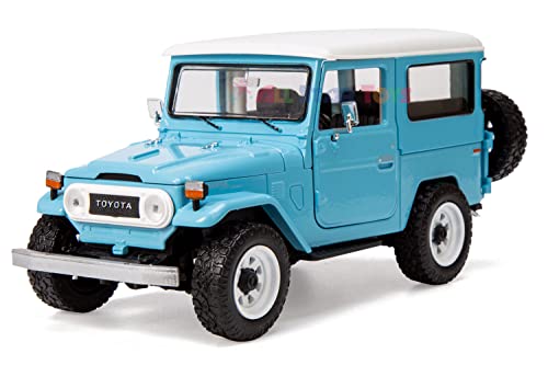 All Star Toys Toyota Land Cruiser FJ40 Sky Blue with Custom Off-Road Wheels 1/24 Diecast Model by Motormax 79323 Exclusive FJ Cruiser J40