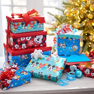 American Greetings Disney Christmas Wrapping Paper with Cut Lines Bundle, Mickey Mouse (3 Rolls, 105 sq. ft.)