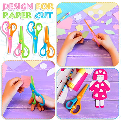 100 Pack Toddler Scissors Safety Scissors for Kids 5.4 x 2.5 Inch Plastic Scissors 3-5 Years Left Handed Scissors Spring Loaded Preschool Scissors for Paper Cutting Training Art Craft Tools Supplies