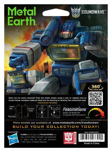 Metal Earth Transformers Soundwave 3D Metal Model Kit Bundle with Tweezers Fascinations