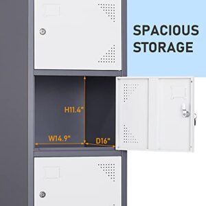 MIIIKO 6 Door Locker, Storage Lockers Cabinet with Keys, Lockable Locker Cabinet for Employees, School, Gym and Home Office