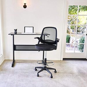 Drafting Chair Tall Office Chair Standing Desk Chair Mesh Computer Chair Adjustable Height with Lumbar Support Flip Up Arms Swivel Rolling Executive Chair,Black