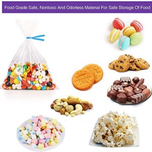 Newkita 6x9 Cellophane Goodie Bags, Clear Treat bags with 4’’ Ties for Cookies Candy Rice Crispy Cakepop Goodie Christmas Thanksgiving Halloween Party Favor Gift Bags, 100Pack