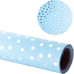 RUSPEPA Wrapping Paper Roll - Silver Foil Small Irregular Dots Baby Blue Background Design for Wedding, Birthday, Baby - shower, Congrats, and Holiday - 17 Inches X 32.8 Feet