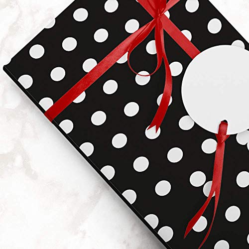 JAM Paper Gift Wrap - Polka Dot Wrapping Paper - 50 Sq Ft Total - Black with White Dots - 2 Rolls/Pack