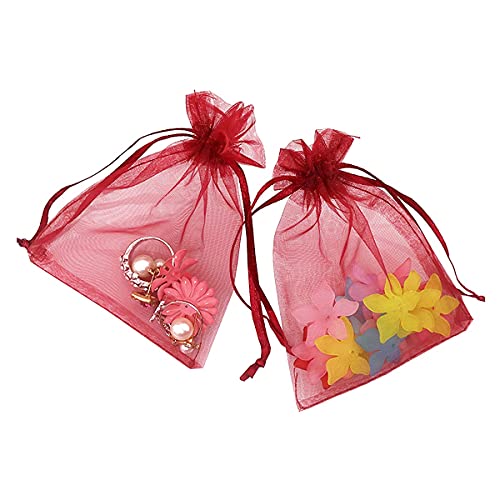 Jwsqmc 4x6 Inch Organza Gift Bags with Drawstring for Jewelry,Candy,Chocolate,100 Pc Wine Sachet,Sheer Fabric Mesh Silk Pouches for Baby Shower,Birthday,Party Favors,Wedding,Bridal Shower,Fathers Day