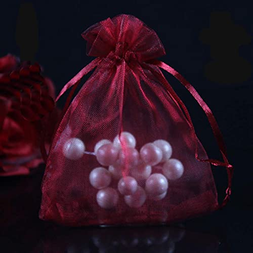 Jwsqmc 4x6 Inch Organza Gift Bags with Drawstring for Jewelry,Candy,Chocolate,100 Pc Wine Sachet,Sheer Fabric Mesh Silk Pouches for Baby Shower,Birthday,Party Favors,Wedding,Bridal Shower,Fathers Day