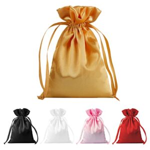 beileinicehk 30pcs satin gift bags golden drawstring bag, gift pouches for christmas, wedding favor bags, baby shower bag, small jewellery pouch 5x7 inch