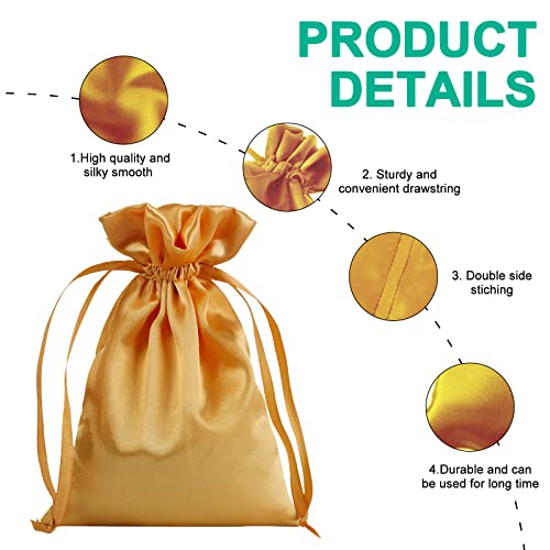 BeiLeiNiceHK 30pcs Satin Gift Bags Golden Drawstring Bag, Gift Pouches For Christmas, Wedding Favor Bags, Baby Shower Bag, Small Jewellery Pouch 5X7 Inch