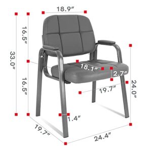 CLATINA Waiting Room Guest Chair with Bonded Leather Padded Arm Rest for Office Reception and Conference Desk Black (Grey 4 Pack)