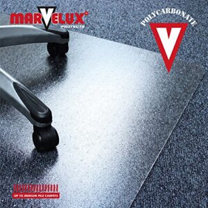 Marvelux 36" x 48" Heavy Duty Polycarbonate Office Chair Mat with Lip for Carpets | Transparent Carpet Protector for Low, Standard and Medium Pile Carpeted Floors | Shipped Flat, Multiple Sizes