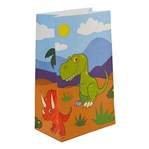 Juvale Dinosaur Paper Party Favor Gift Bags for Kids Birthday, Dino Goodies (36 Pack)