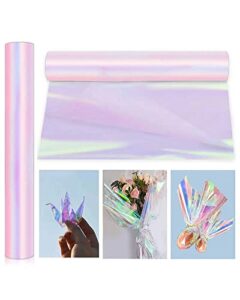 35 in x 50 ft iridescent cellophane wrap roll – rainbow cellophane roll, iridescent film cellophane bags large, rainbow wrapping paper for flower gift baskets wrap diy wrapping (35″ fold into 17.5″)