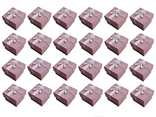 HAMIYA 24Pcs Ring Box Small Gift Boxes Sturdy Cardboard Cube Box for Jewelry Pendant 1.6 x 1.6 x 1.2 Inches (Pink)