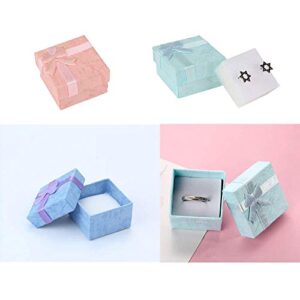 HAMIYA 24Pcs Ring Box Small Gift Boxes Sturdy Cardboard Cube Box for Jewelry Pendant 1.6 x 1.6 x 1.2 Inches (Pink)