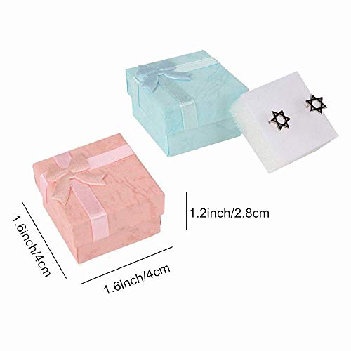 HAMIYA 24Pcs Ring Box Small Gift Boxes Sturdy Cardboard Cube Box for Jewelry Pendant 1.6 x 1.6 x 1.2 Inches (Pink)