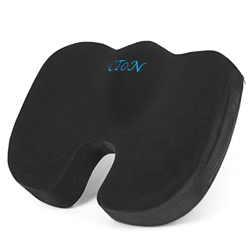 CToN Seat Cushion for Office Chairs Memory Foam Comfort Seat Cushion Non-Slip Chair Cushions Removable Washable Seat Office Cushion Perfect for Lower Back, Tailbone and Sciatica Pain Relief (Black)