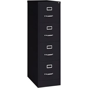 Pemberly Row 4 Drawer 25" Deep Letter File Cabinet in Black, Fully Assembled