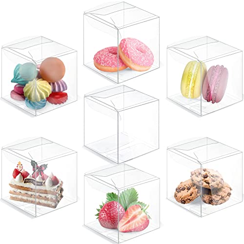 200 Pcs Clear Favor Boxes Plastic Gift Boxes Small Clear Box Transparent Wedding Favor Boxes Square Clear Treat Boxes for Wedding Birthday Party Baby Shower Bridal Shower, 2 x 2 x 2 Inch