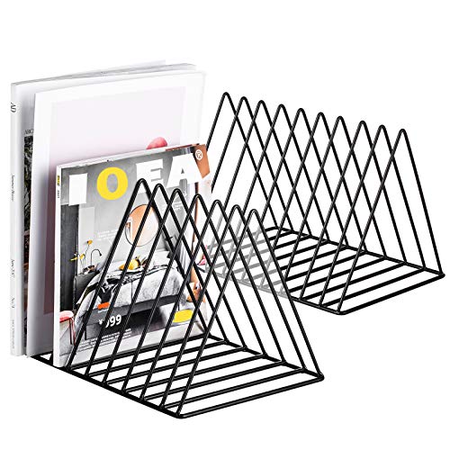 2 Pcs Magazine Holder,Desktop File Sorter Organizer Triangle Bookshelf Decor Home Office,Photography Props（Black）