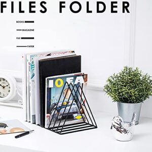 2 Pcs Magazine Holder,Desktop File Sorter Organizer Triangle Bookshelf Decor Home Office,Photography Props（Black）