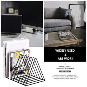 2 Pcs Magazine Holder,Desktop File Sorter Organizer Triangle Bookshelf Decor Home Office,Photography Props（Black）