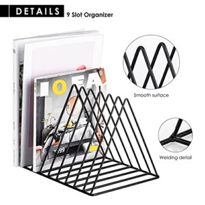 2 Pcs Magazine Holder,Desktop File Sorter Organizer Triangle Bookshelf Decor Home Office,Photography Props（Black）