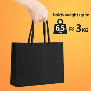 BagDream Gift Bags 8.6x4x7 25Pack Black Kraft Paper Bags with Handles, Heavy Duty Paper Shopping Bags Party Favor Gift Bags Retail Merchandise Bags Soft Cloth Handle Paper Bags