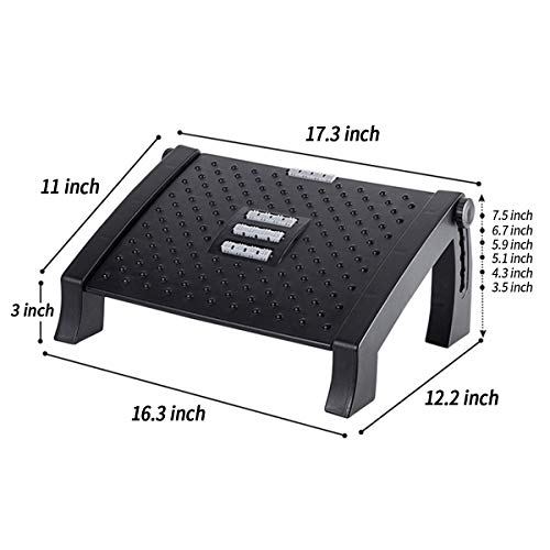 Adjustable Height Foot Rest Under Desk at Work - 6 Height Sturdy Office Footrest - Added Comfort Memory Foam - Non Slip Bottom - Straighten Back & Hip & Leg and Improve Posture