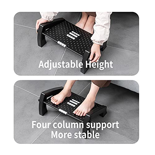 Adjustable Height Foot Rest Under Desk at Work - 6 Height Sturdy Office Footrest - Added Comfort Memory Foam - Non Slip Bottom - Straighten Back & Hip & Leg and Improve Posture