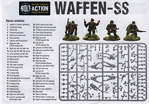 WarLord Bolt Action Waffen-SS WWII SS-Grenadier Figures 1:56 Military Table Top Wargaming Plastic Model Kit 402012101